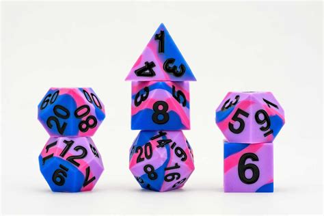 Sharp Edge Silicone Rubber Dice Set Bisexual Pride Fanroll
