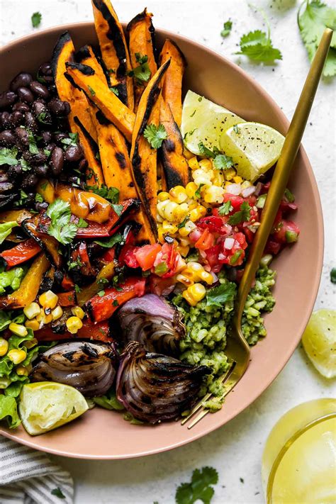 Veggie Burrito Bowls With Green Rice Vegetarian Vegan Pwwb