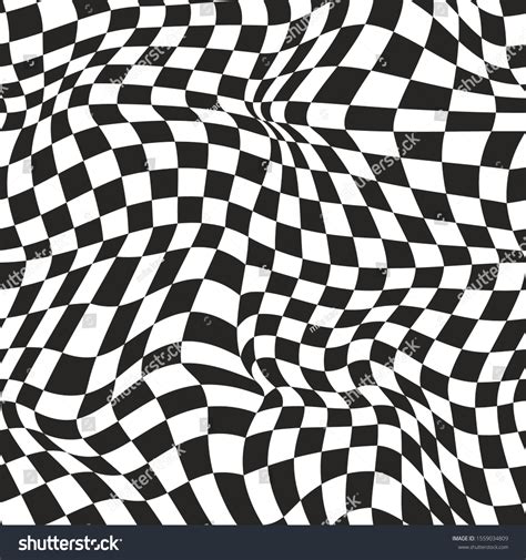 Vector Checkered Seamless Pattern Wavy Linesblack Stock Vector Royalty