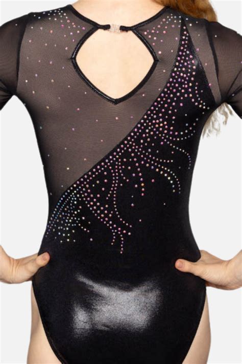Hyacinth Black Long Sleeve Leotard Quatro Gymnastics — Quatro Apparel Inc