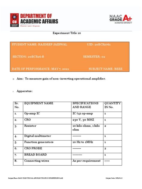 bee exp 10 non inverting rajdeep pdf amplifier operational amplifier