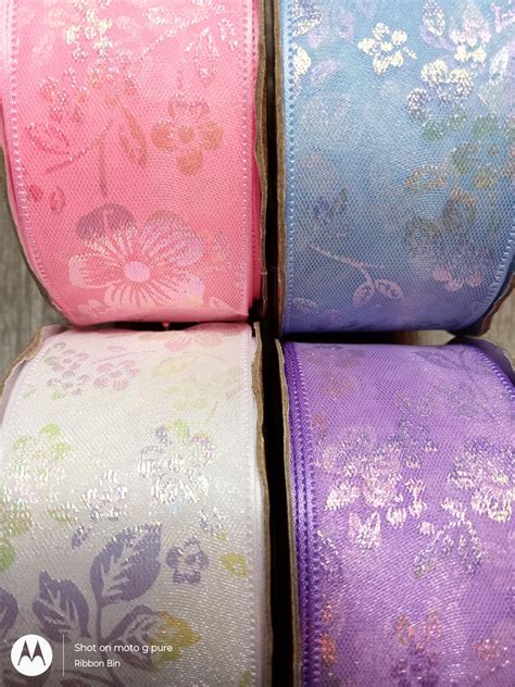Floral Satin Ribbon Summer Wreath Ribbon Sparkling Craft And Decor Trim