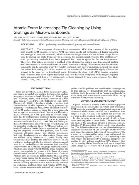 Atomic Force Microscope Tip Cleaning By Using Pdf Atomic Force Microscopy Microscope