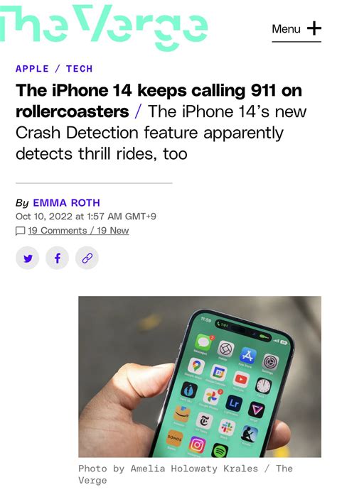 The Verge 아이폰 14의 차량 충돌 감지 기능은 롤러코스터에서 자꾸 911에 전화를 검 포텐 터짐 최신순 에펨코리아