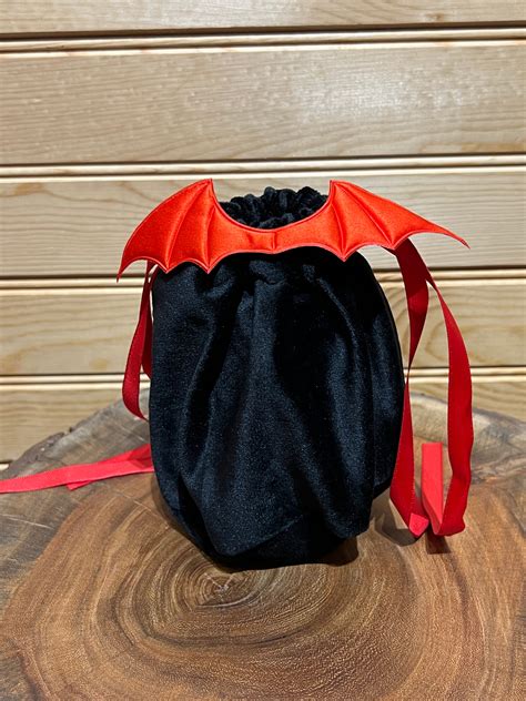 Velveteen Bat Candy Pouch Black With Red Bat
