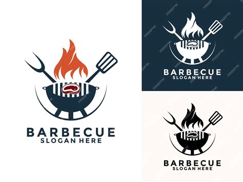 Барбекю Bbq Grill Логотип икона вектора Барбекю Grill еда и ресторан