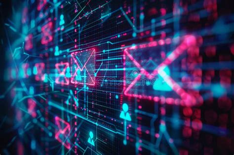 Computer Screen Displaying Various Email Icons For Communication And Correspondence Email