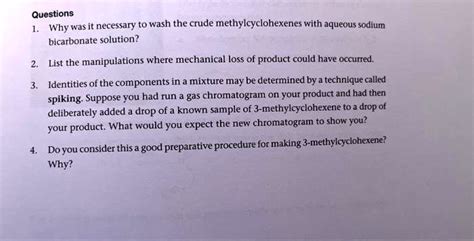 Solved Dehydration And Gas Chromatographydehydration Of 2 Methylcyclohexanol Using Distillation
