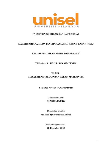 Assingment 1 Penulisan Akademik Pdf