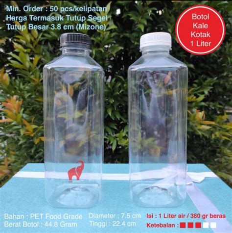 Botol Kale Kotak 1 Liter 1000ml 30pcs Botol Plastik Kale Kotak Bening