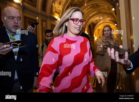 Sen Kyrsten Sinema I Ariz Speaks With Reporters As She Departs A