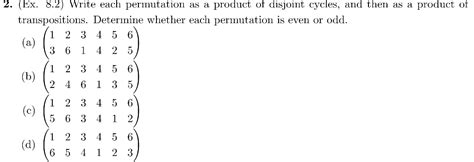 solved 2 ex 8 2 write each permutation as a product of