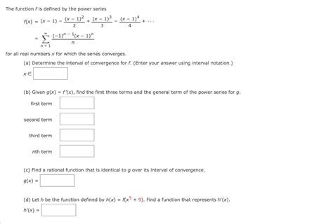 solved the function f is defined by the power series