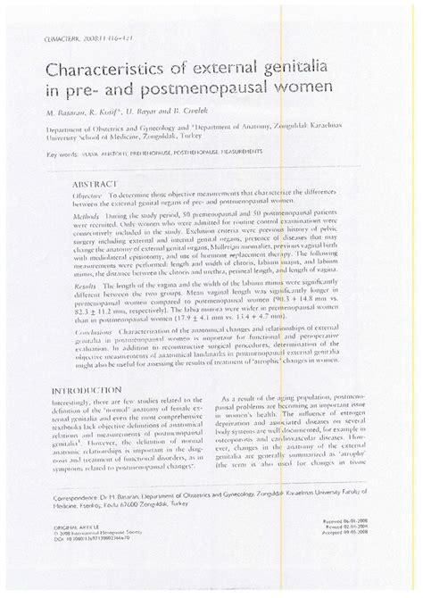 Pdf Characteristics Of External Genitalia In Pre And Postmenopausal