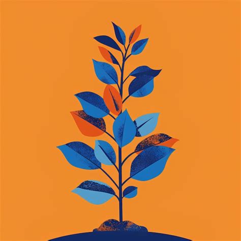 Premium Photo Colorful Illustration Of A Tree Sapling Blue And Orange