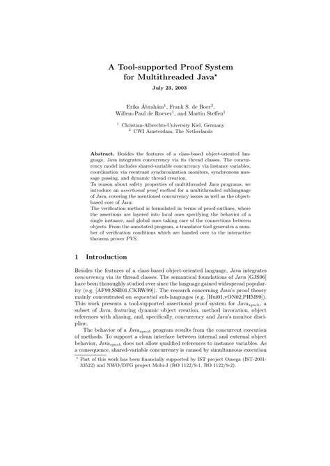Pdf A Tool Supported Proof System For Multithreaded Java