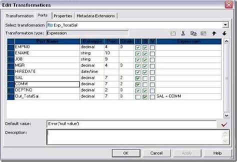 complete reference to informatica expression transformation