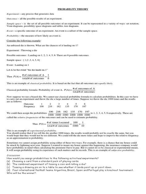 Probability Theory Notes Pdf Probability Probability Theory