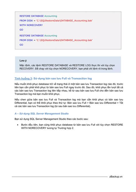 Sao Lưu And Phục Hồi Database Sql Server Zbackupvn