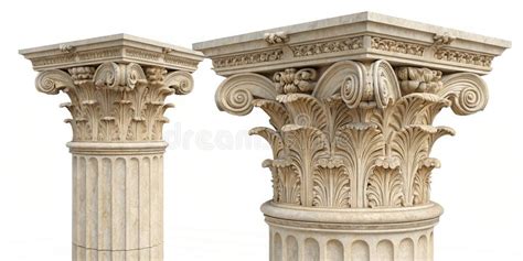 Composite Columns 3d Render Corinthian Capital Classical Architecture