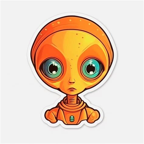Premium Photo Cartoon Alien Sticker With A Cute Face And Big Eyes