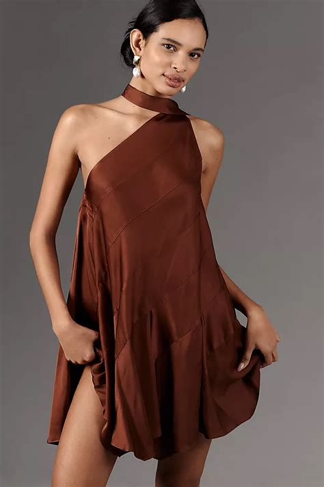 By Anthropologie Asymmetrical Halter Mini Dress Anthropologie