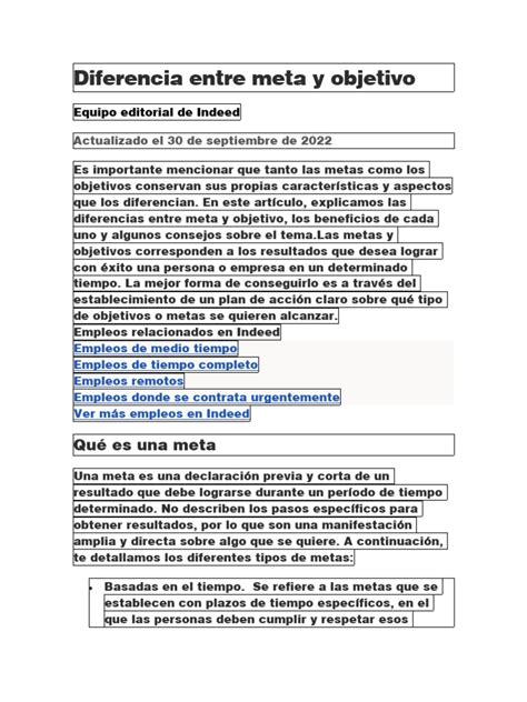 Diferencia Entre Meta Y Objetivo Pdf Toma De Decisiones Business