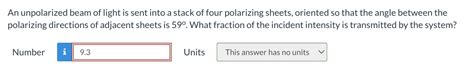 Solved An Unpolarized Beam Of Light Is Sent Into A Stack Of Chegg
