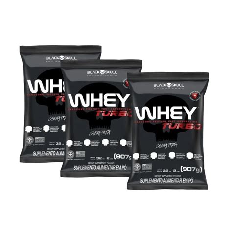 Kit 3x Whey Concentrado Turbo Refil 907g Blackskull Shopee Brasil