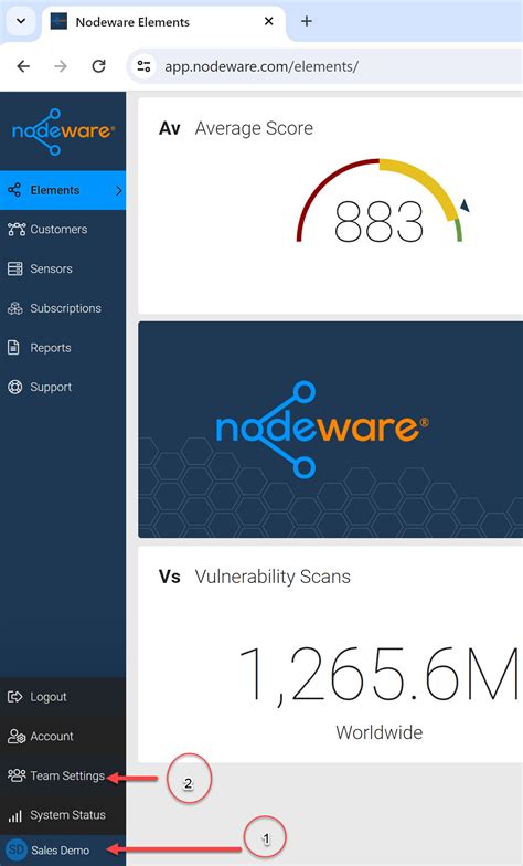 Team Settings View IGI Nodeware