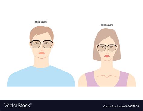 Retro Square Frame Glasses On Women And Men Flat Vector Image