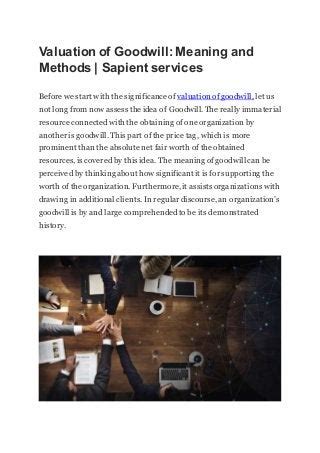 Valuation Of Goodwill Meaning And Methods Docx