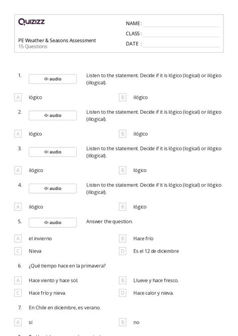 50 Weather And Seasons Worksheets On Quizizz Free And Printable