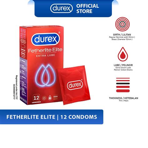 Durex Fetherlite Elite Extra Lubricated Condoms Pack Of 12 For Men