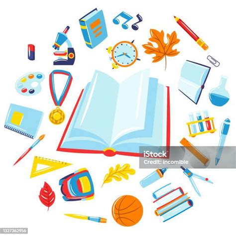 Contexte Scolaire Avec Des Éléments Déducation Illustration De