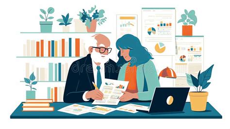 Collaborative Analysis Of Data By Two Business Professionals In An Office Setting Stock