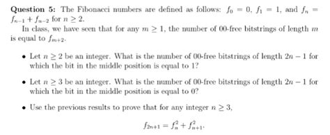 Solved The Fibonacci Numbers Are Defined As Follows F0