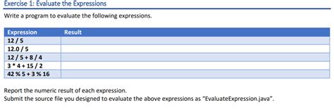 Solved Exercise Evaluate The Expressions Write A Program Chegg