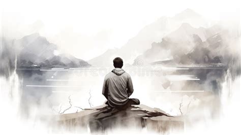 Man Worshiping Or Praying At Morning Sunrise Silhouette Of Man In