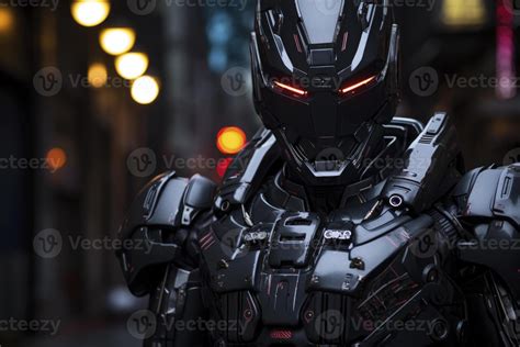 Futuristic Police Robot Guarding The Streets Ai Generated 47370747
