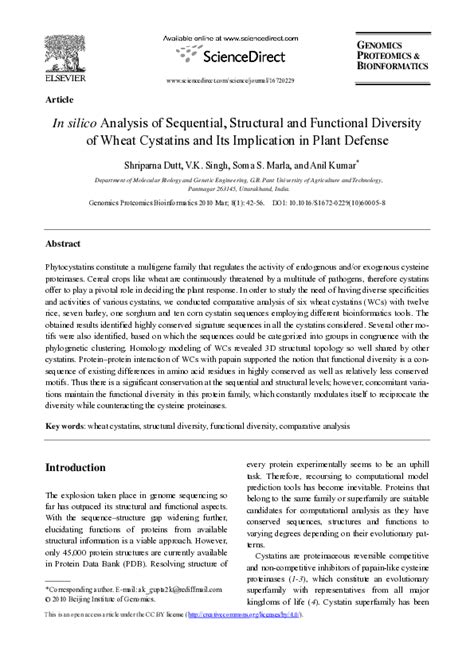 Pdf Diversity And Role Of Wheat Cystatins In Plant Defense