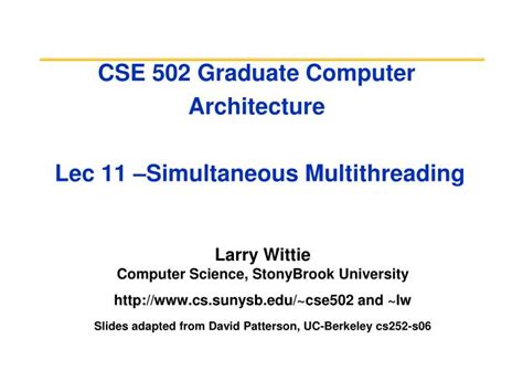 PPT CSE Graduate Computer Architecture Lec Simultaneous Multithreading PowerPoint