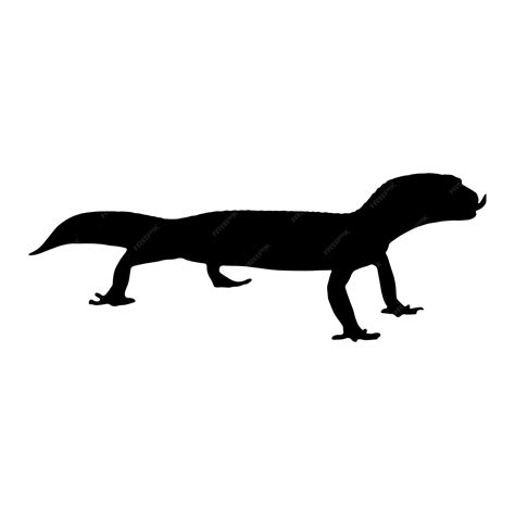 흰색 배경 벡터 일러스트 레이 션에 고립 된 검은 표범 도마뱀 실루엣 세트 컬렉션 프리미엄 벡터