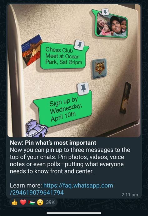 WhatsApp Introduces Multi Message Pinning Feature