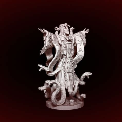3d Printable Serpent Cult Leader Presupported By Wicked Wizard Labs