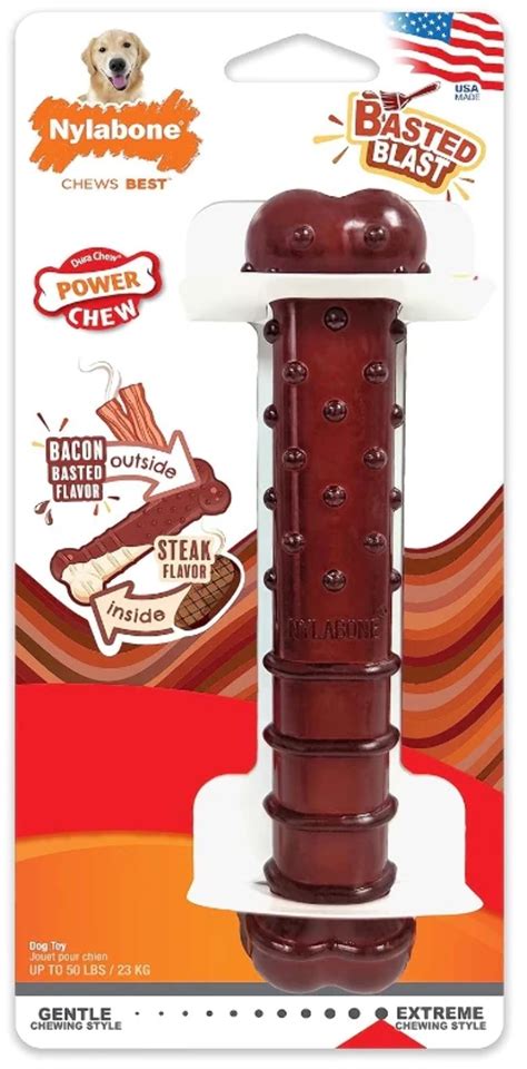 Nylabone Power Chew Basted Blast Chew Bone Bacon And Steak Flavor Giant