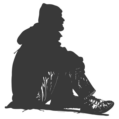 Ai Generated Silhouette Homeless Black Color Only Full Body 40718883 Png