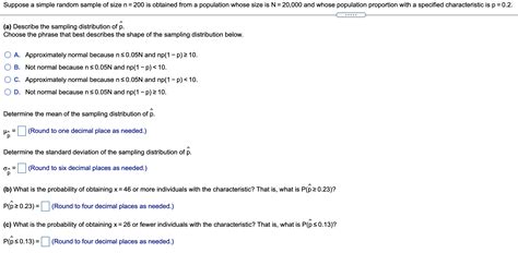 Solved Suppose A Simple Random Sample Of Size N Is Chegg