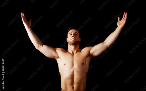Sexy Muscular Man With Hands Up Stock Photo Adobe Stock