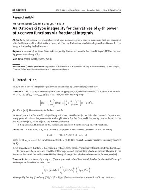 Pdf An Ostrowski Type Inequality For Derivatives Of Q Th Power Of S